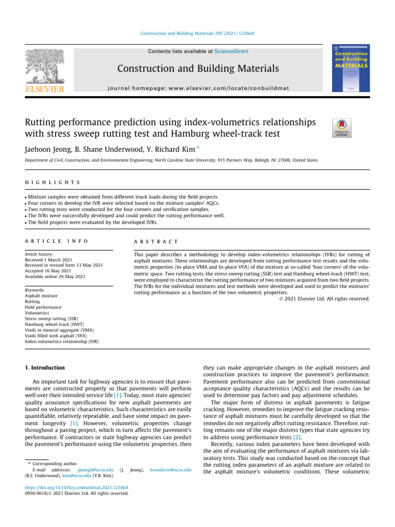 29 Misc2 Rutting Performance Prediction Using Index Volumetrics Relationships Pdf Road
