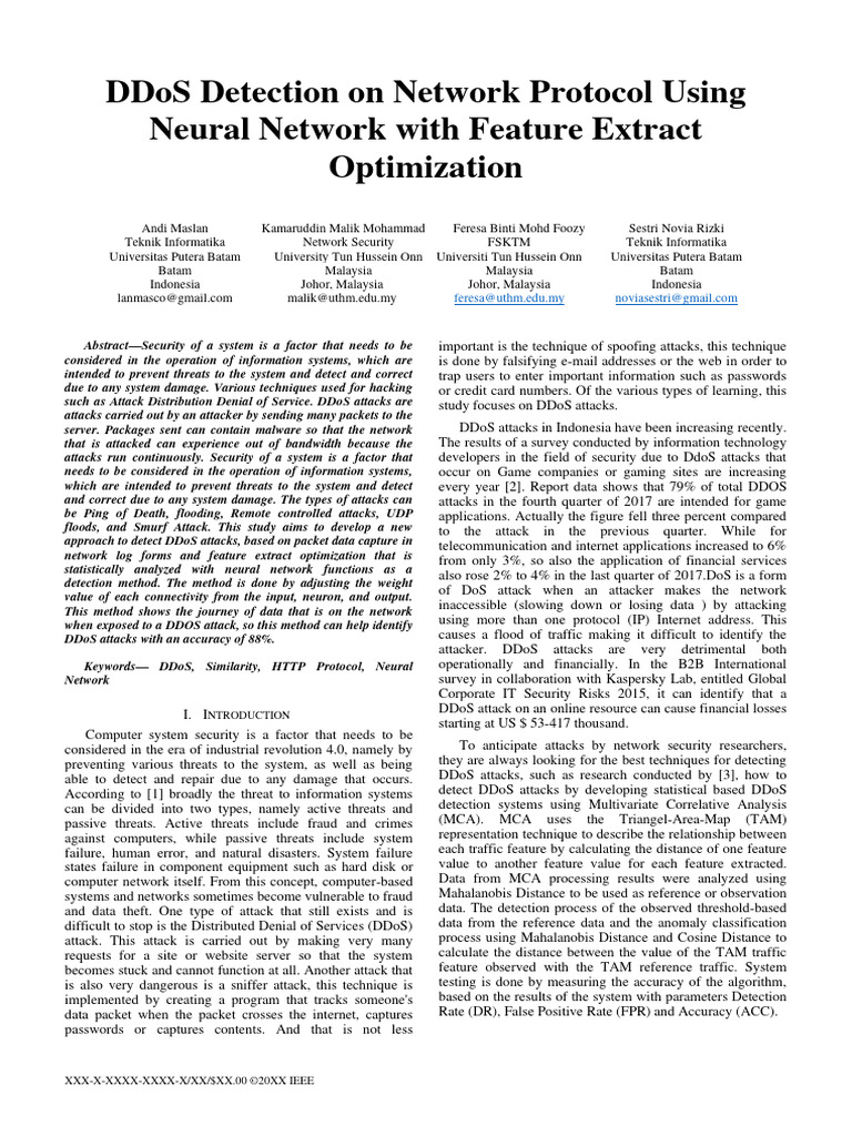 PROCIDING ICAITI 2019-Andi Maslan | PDF | Denial Of Service Attack | Computer Network