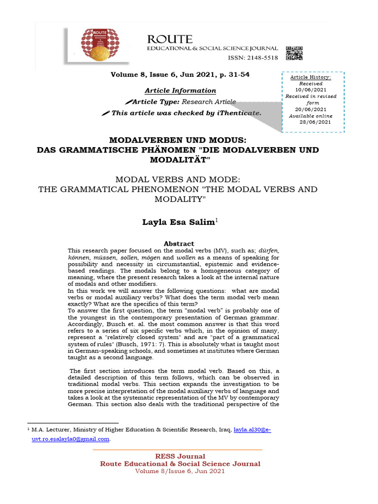Modalverben | PDF | Semantic Units | Morphology