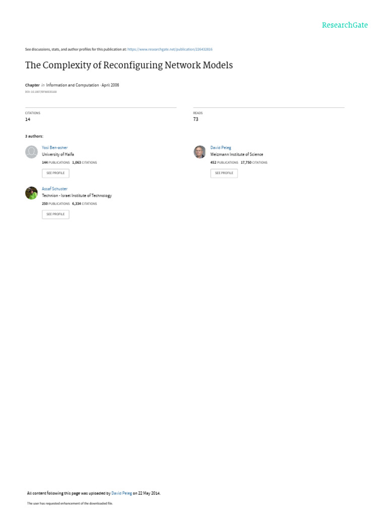 The Complexity of Reconfiguring Network Models | PDF | Computational Complexity Theory | Time ...