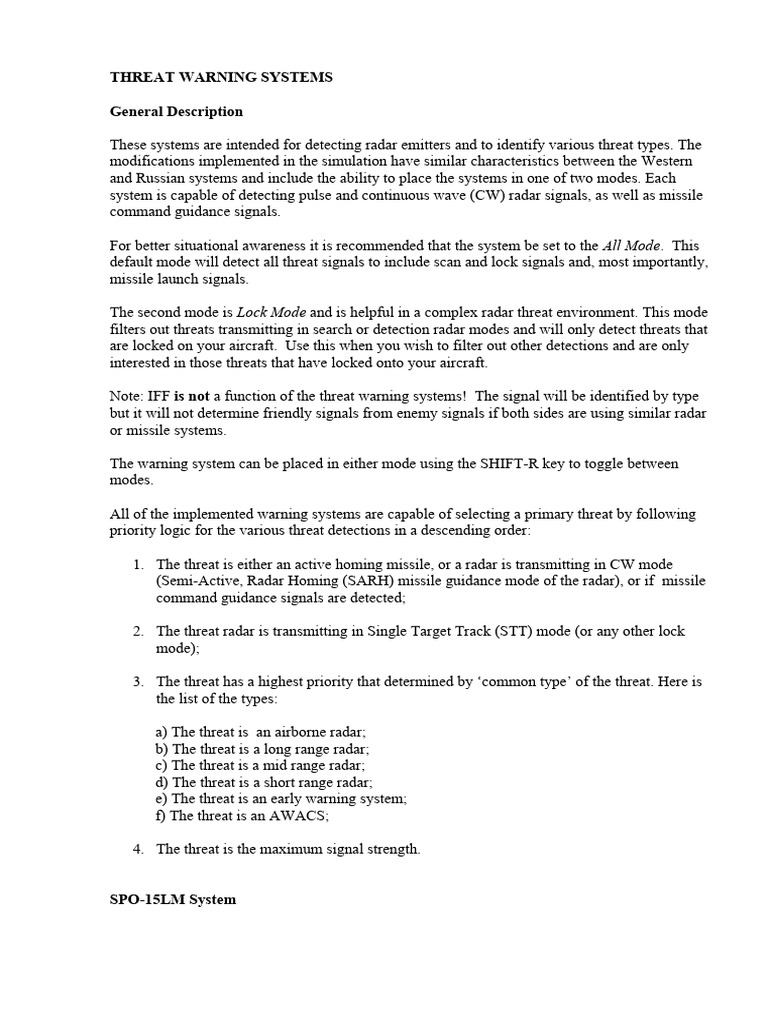 1.02 Threat Warning Systems | PDF | Radar | Military Technology