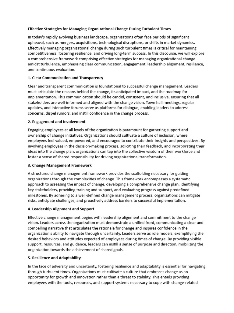 Effective Strategies For Managing Organizational Change During ...
