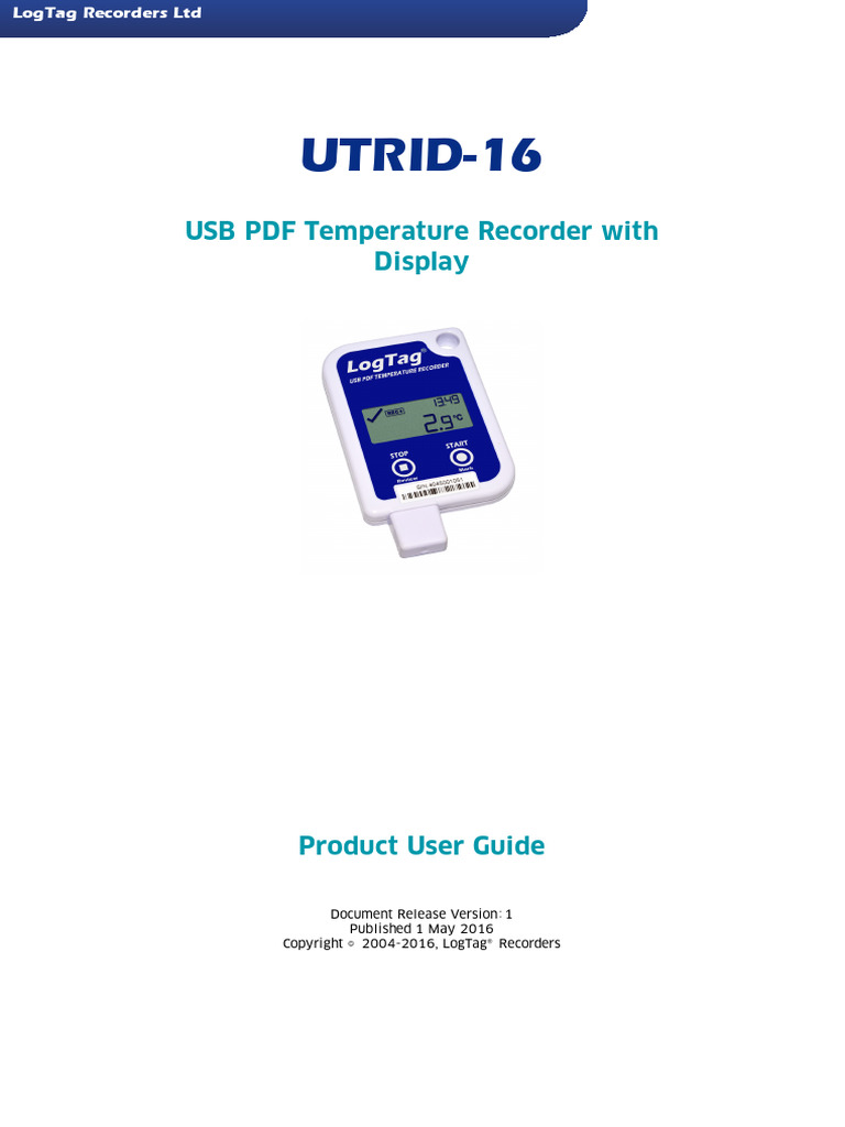 LogTag UTRID-16 User Guide | PDF | Usb | Personal Computers