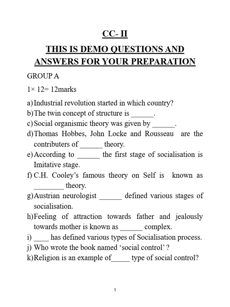 Sociology Important Questions of 1st Semester | PDF | Socialization | Id