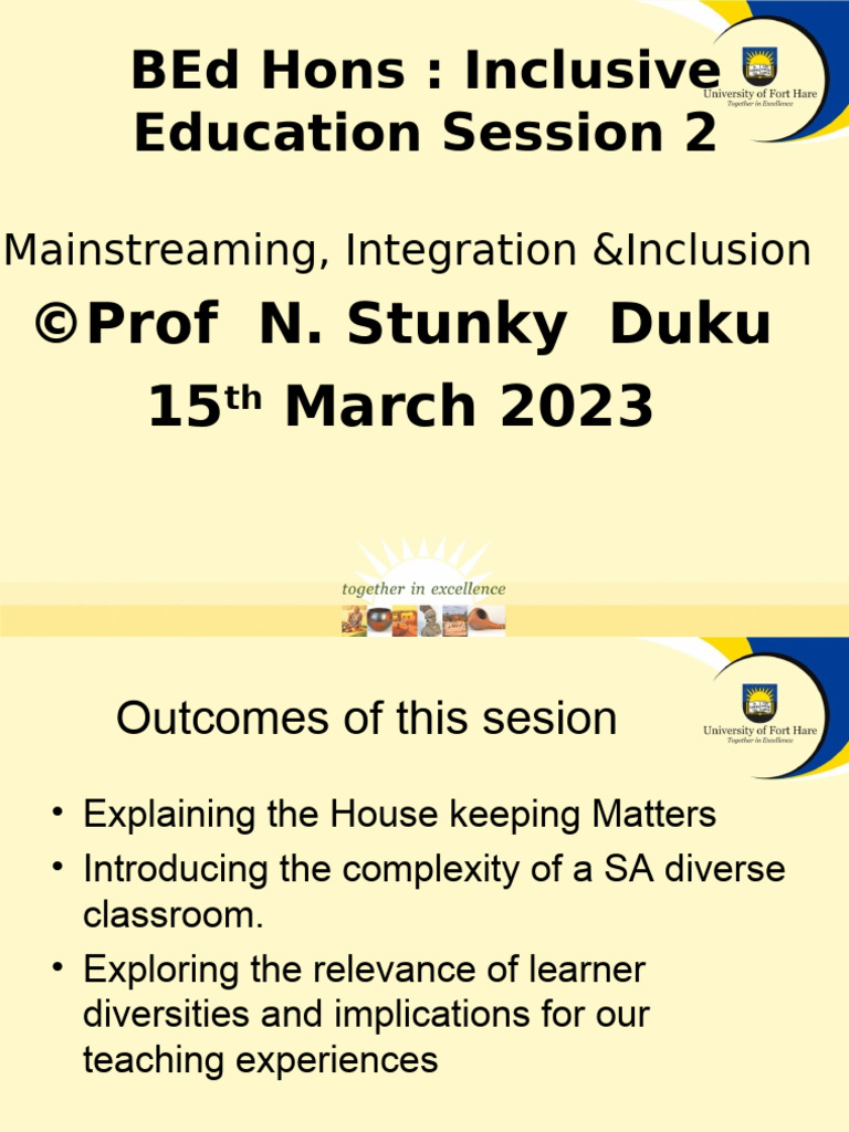 15 March 2023 Session 2.Ppt | PDF | Inclusion (Education) | Learning
