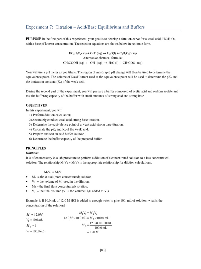 Experiment 7 Acid Base Equilibrium and Buffers | PDF | Buffer Solution ...