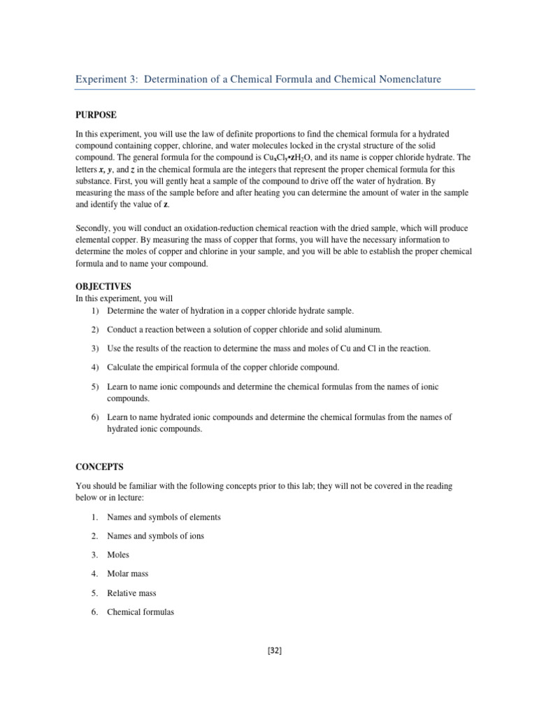 Experiment 3 Determining A Chemical Formula | PDF | Ion | Mole (Unit)