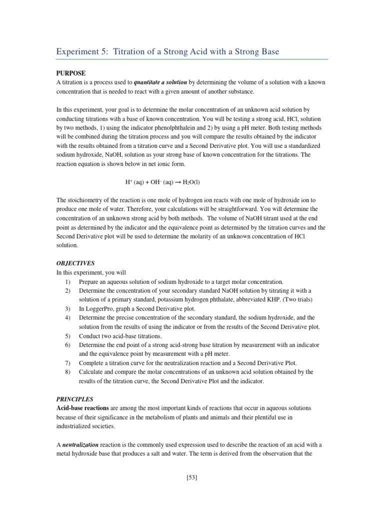 Strong Acid-Base Titration Guide | PDF | Titration | Chemistry