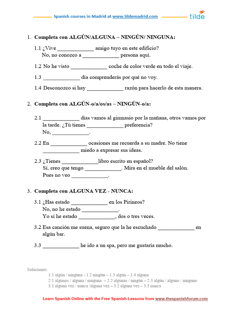 Ejercicio ALGUN Y NINGUN | PDF