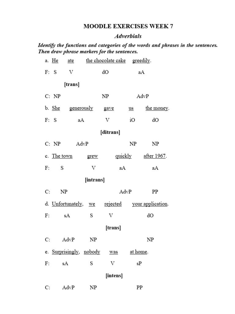 Moodle Exercises Week 7 | PDF
