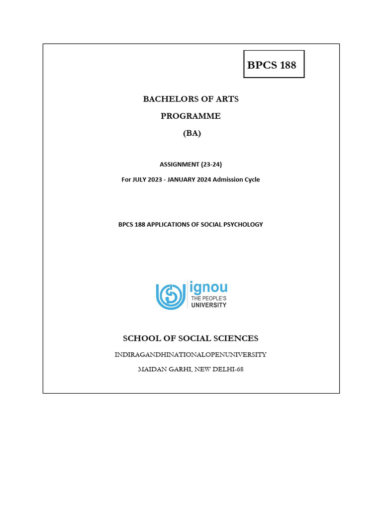 BPCS 188, 23-24 (E) | PDF | Psychology | Social Psychology