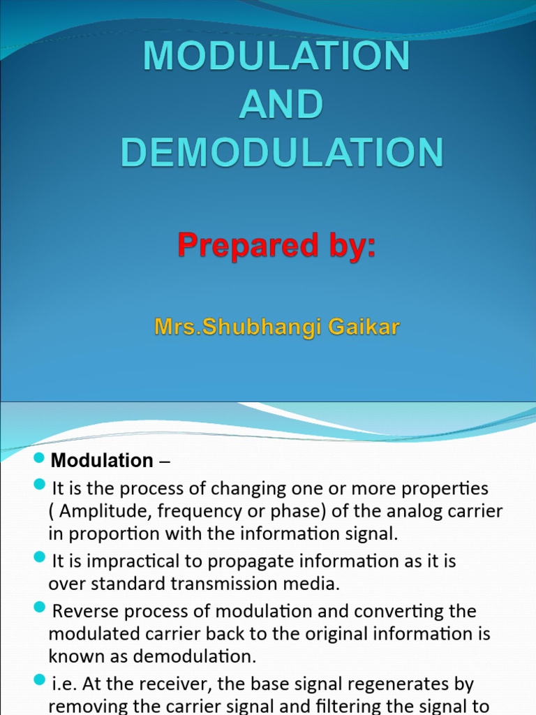 Unit 2 Modulation Demodulation | PDF | Modulation | Sampling (Signal Processing)