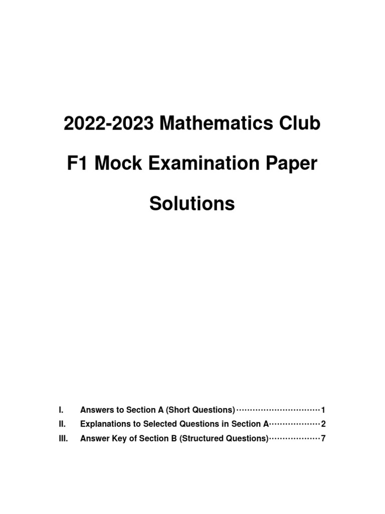 Math Club 22-23 F1 Mock Paper - Sol | PDF | Area | Mathematics