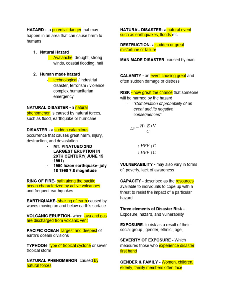 DRRR Reviewer | PDF | Volcano | Types Of Volcanic Eruptions