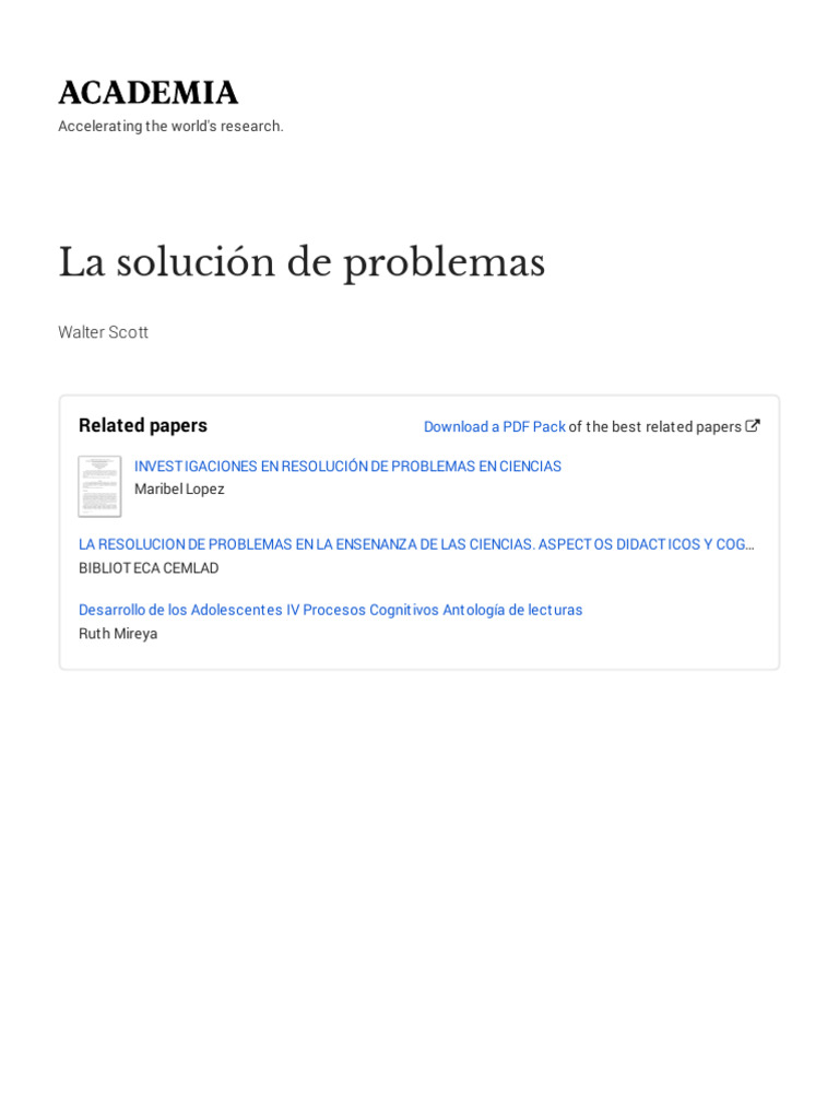 La Solucion de Problemas - 1. Aprender A Resolver Problemas y Resolver ...