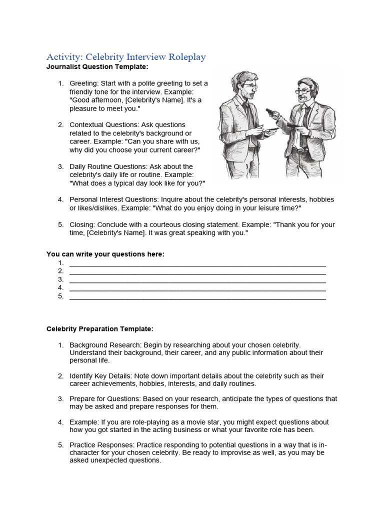 Celebrity Interview Roleplay Guide | PDF