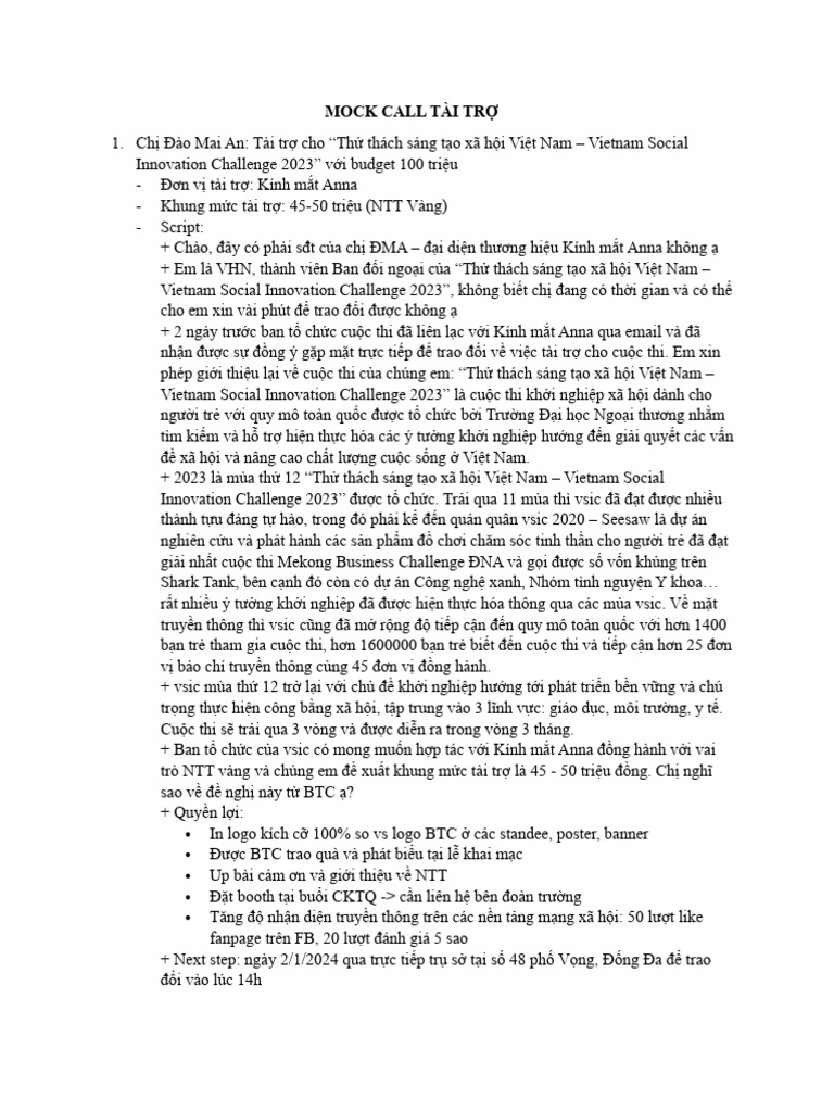 Mock Call Tài TR | PDF