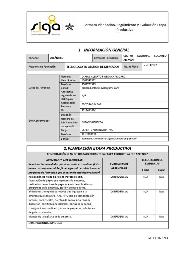 Formato de Evaluacion | Descargar gratis PDF | Evaluación | Business