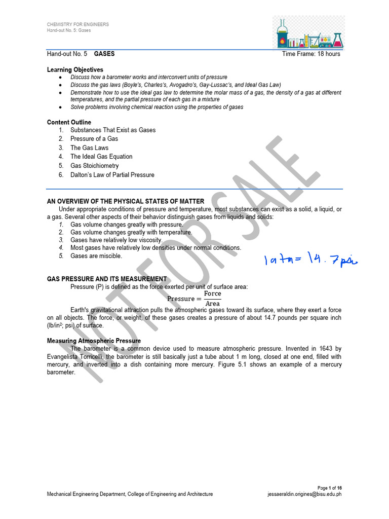 Module5 | PDF | Gases | Pascal (Unit)