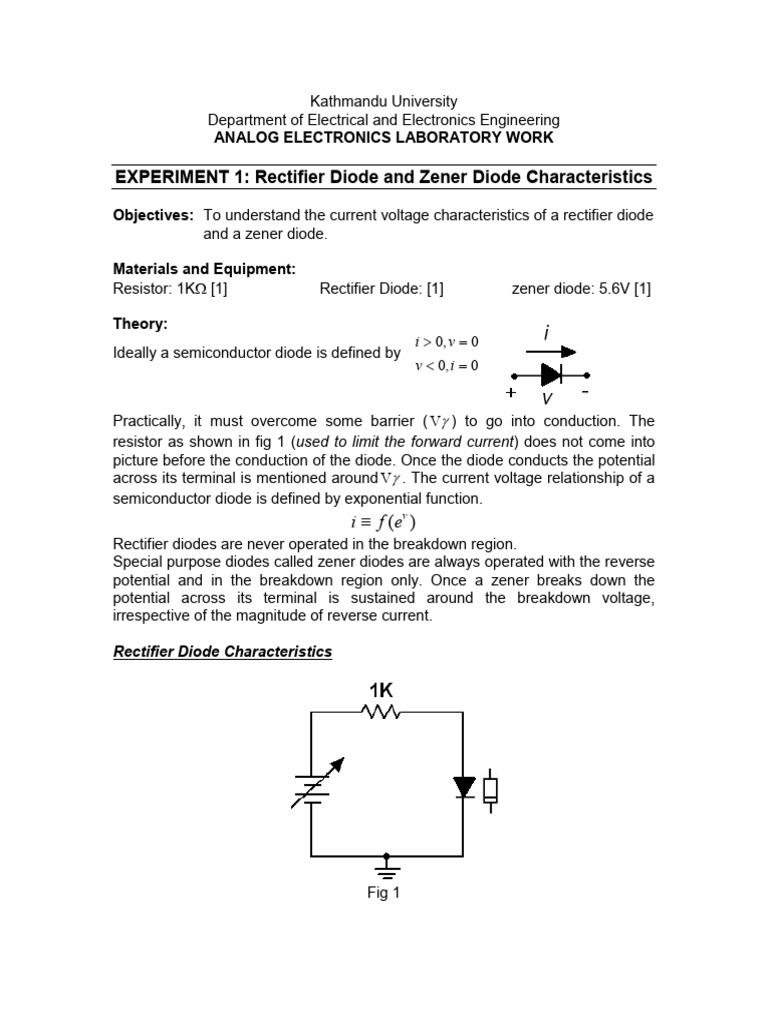 Lab1 Diode Characteristics1588856822 | PDF | Diode | Rectifier