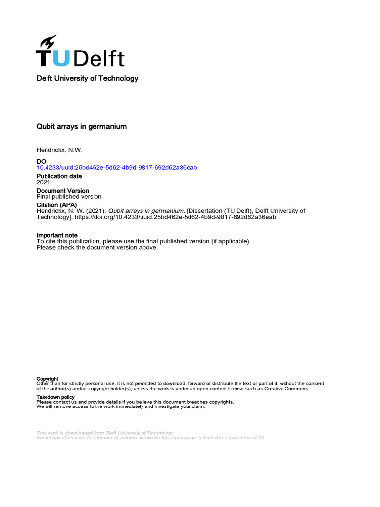 Qubit Arrays in Germanium BOOK | PDF | Quantum Computing | Physical ...