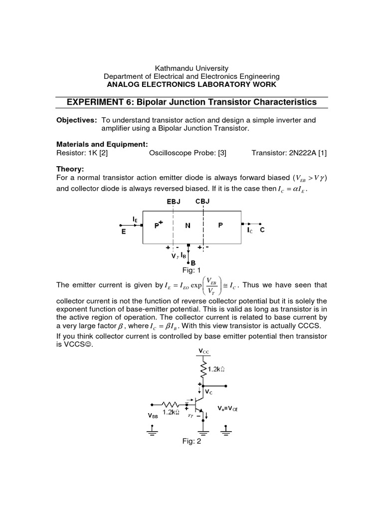 Lab6 Bipolar Junction Transistor Characteristics1588857204 | PDF | Bipolar Junction Transistor ...