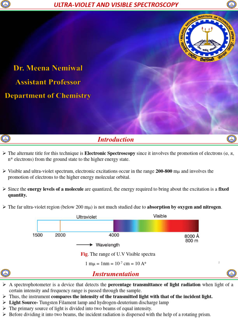 UV-Visible Spectroscopy PPT B.Tech | PDF | Molecular Orbital | Chromophore