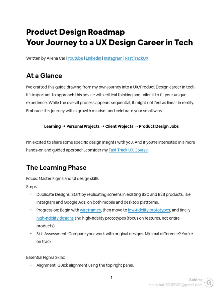 Product Design Roadmap by Aliena Cai | PDF | Mobile App | Social Media
