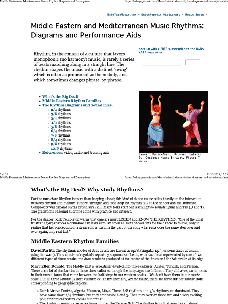 Middle Eastern and Mediterranean Dance Rhythm Diagrams and Descriptions ...