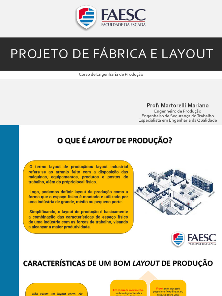 Projeto e Tipos de Layout de Fábrica | PDF | Engenharia | Produção em massa