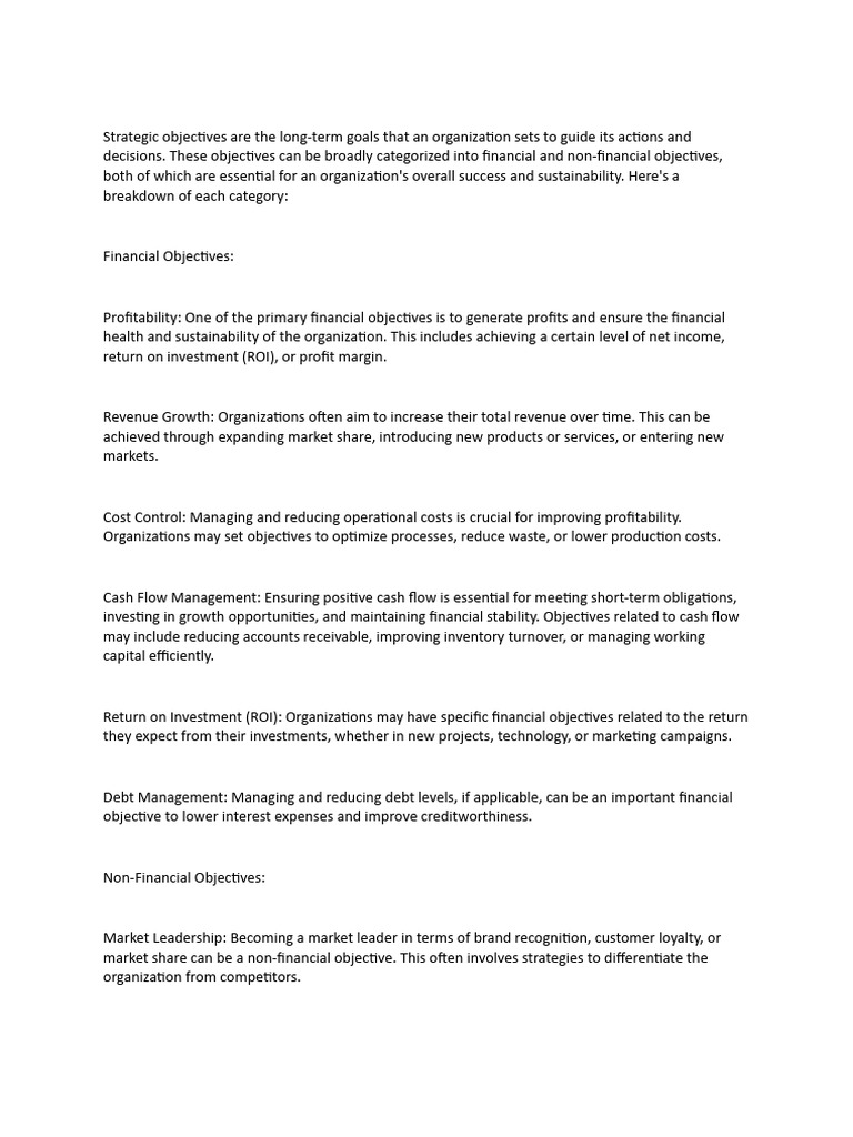 Strategic Objectives and Stakeholder Analysis | PDF | Corporate Social ...