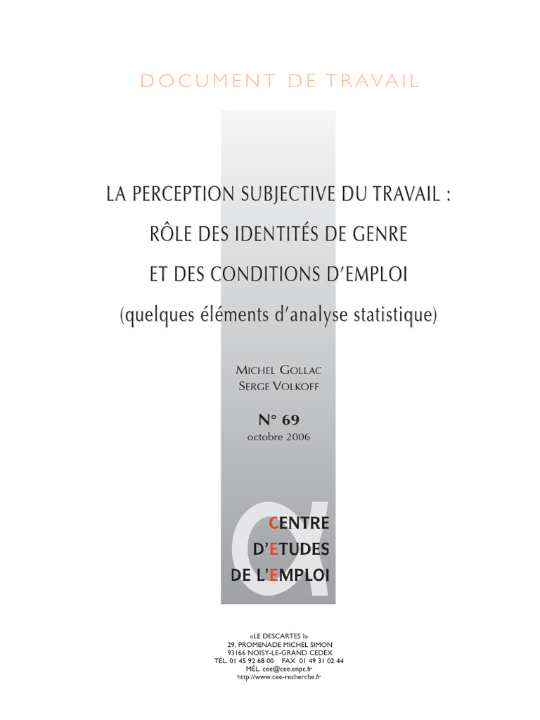 Perception subjective du travail et genre | PDF | Analyse de régression