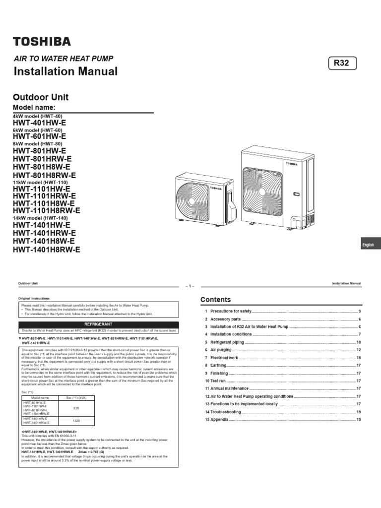 Im HWT 401 601 801 1101 1401 HW H8W e en | PDF | Heat Pump | Pipe ...