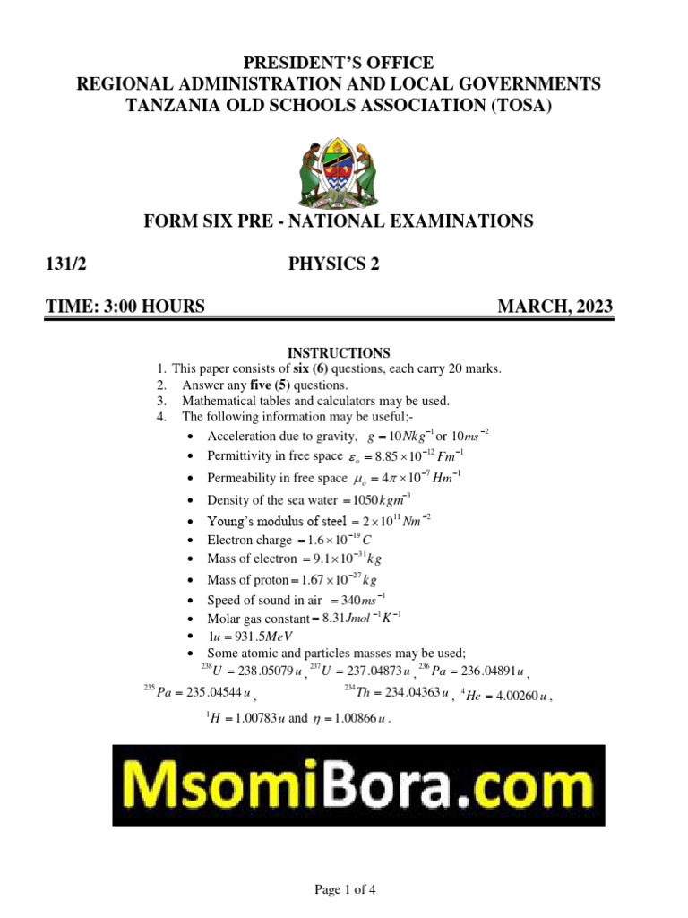 Phy 2 Tosa - 2023 | PDF | Viscosity | Waves