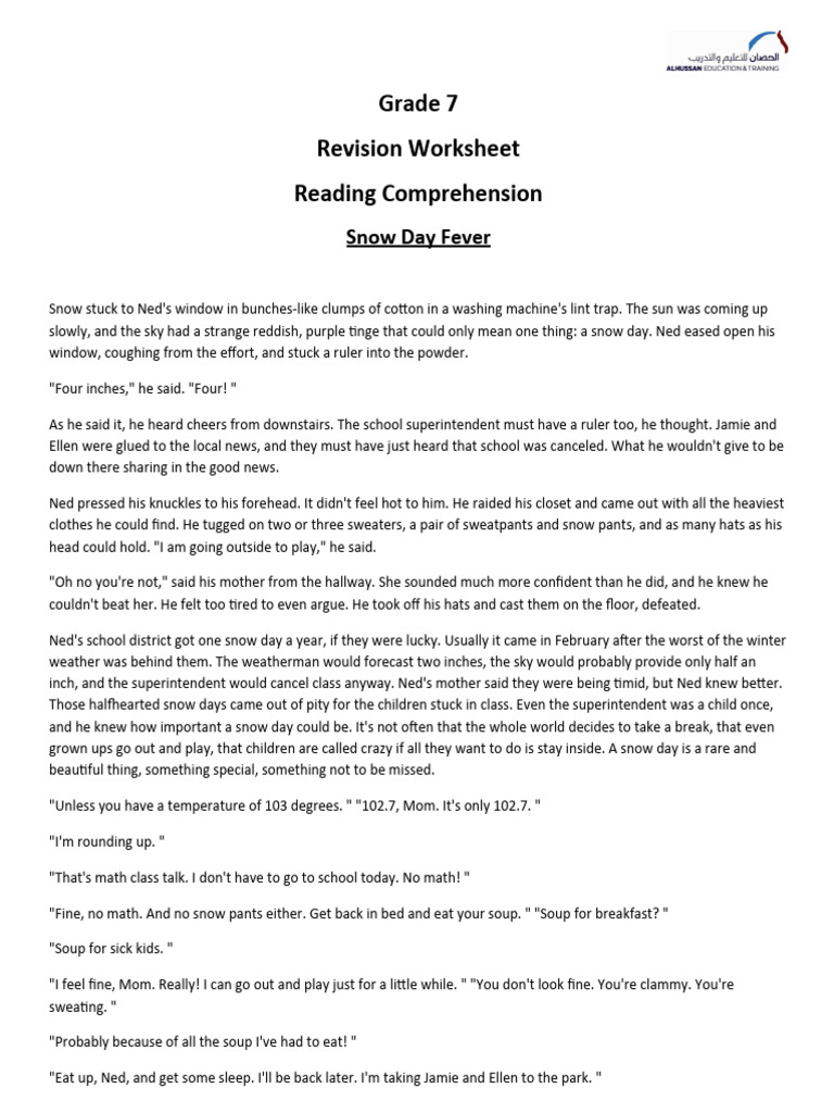 Grade 7- Revision Worksheet | PDF | Linguistics