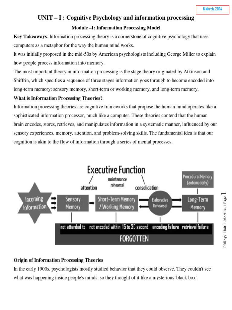Information Processing Model | PDF | Memory | Cognition