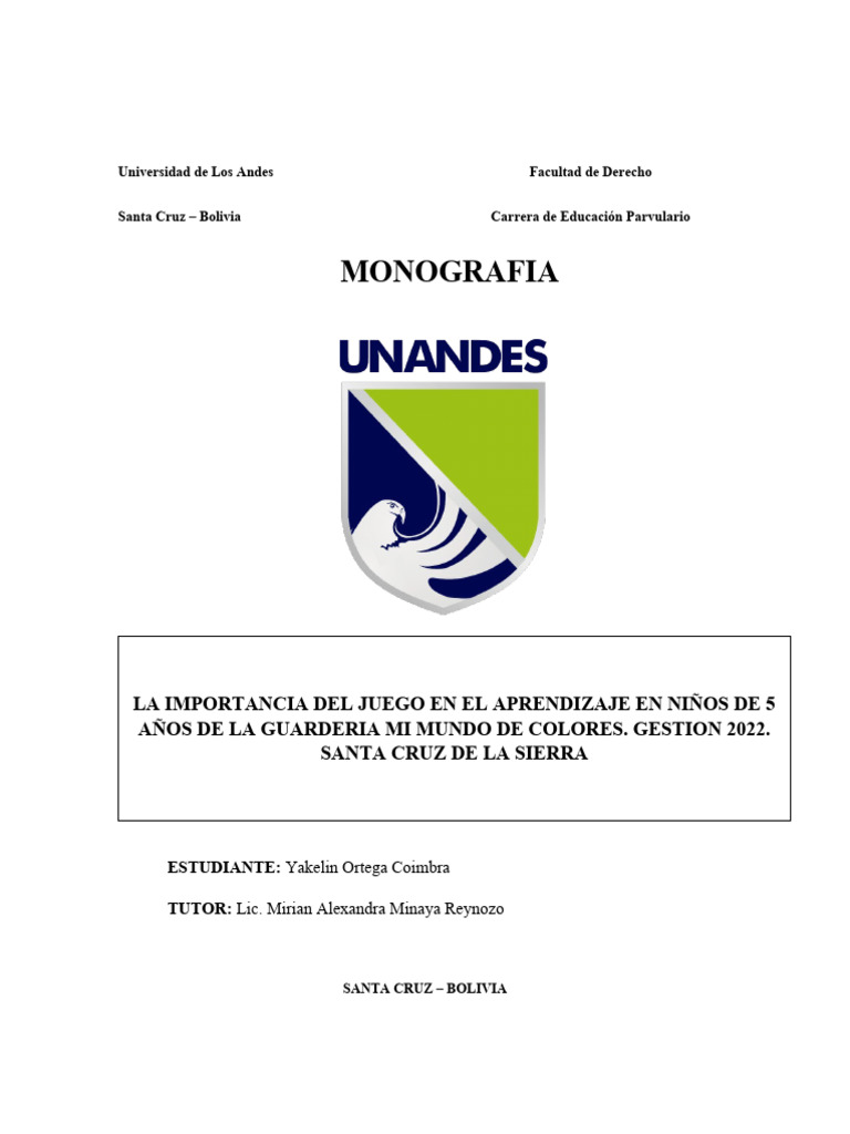 Yakelin Monografia | PDF | Aprendizaje | Educación de la primera infancia