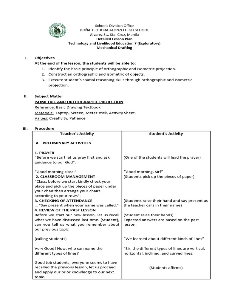 Isometric & Orthographic Lesson Plan | PDF