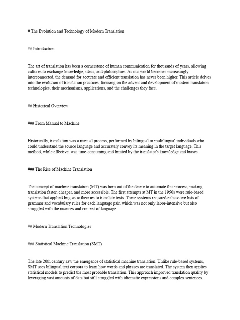 The Evolution and Technology of Modern Translation | PDF