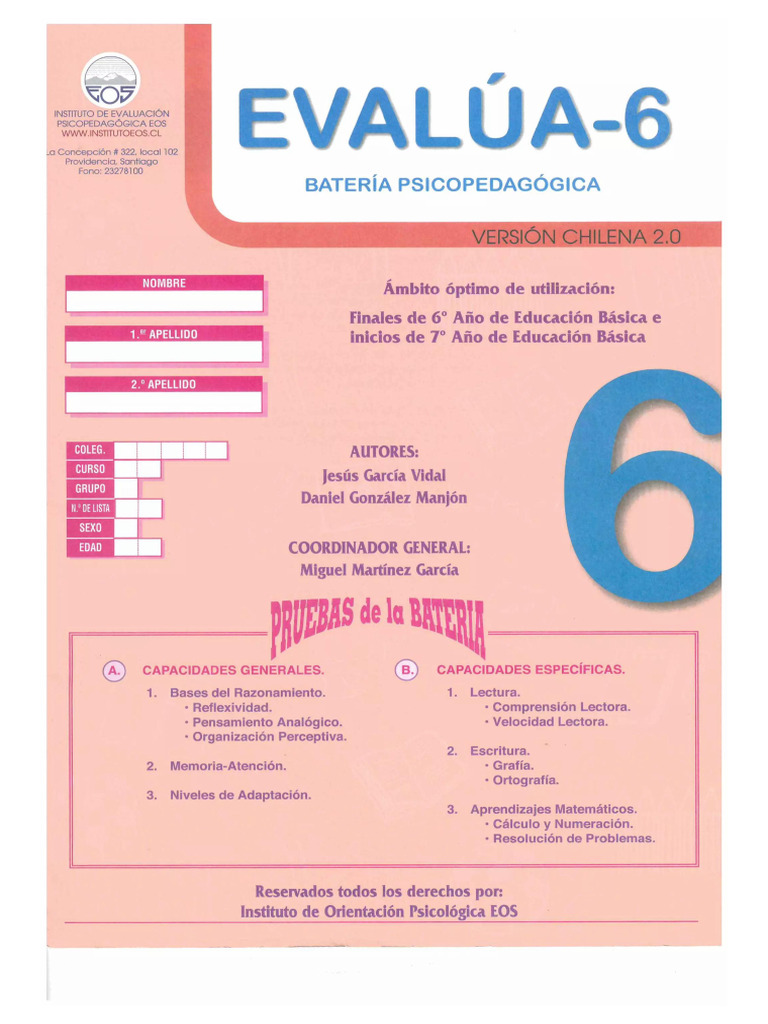Cuadernillo Evalua-6 | PDF