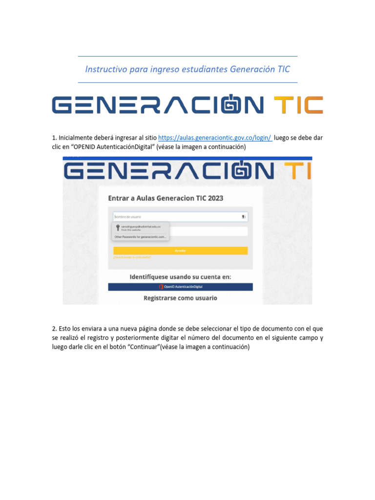 Manual Ingreso Generacion TIC | PDF | Negocios | Informática