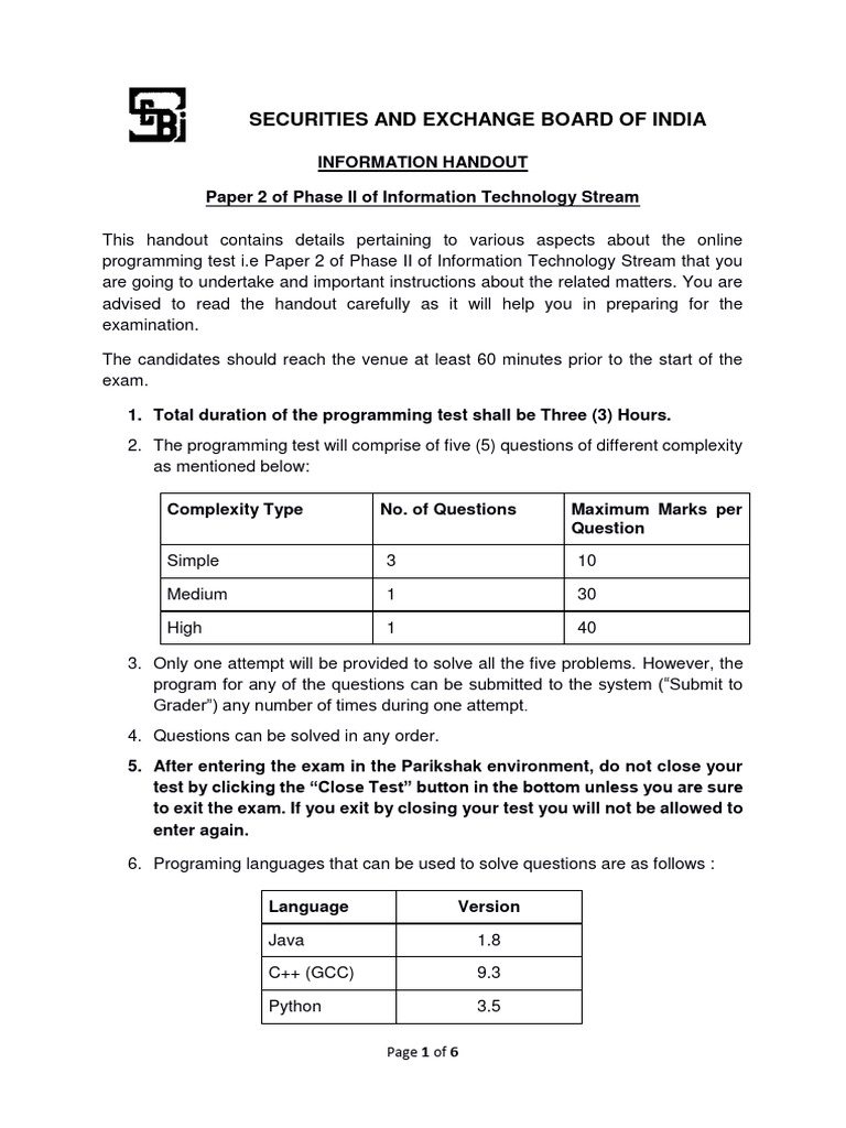 Sebi It Phase 2 Paper 2 Instructions | PDF | Identity Document | Infection