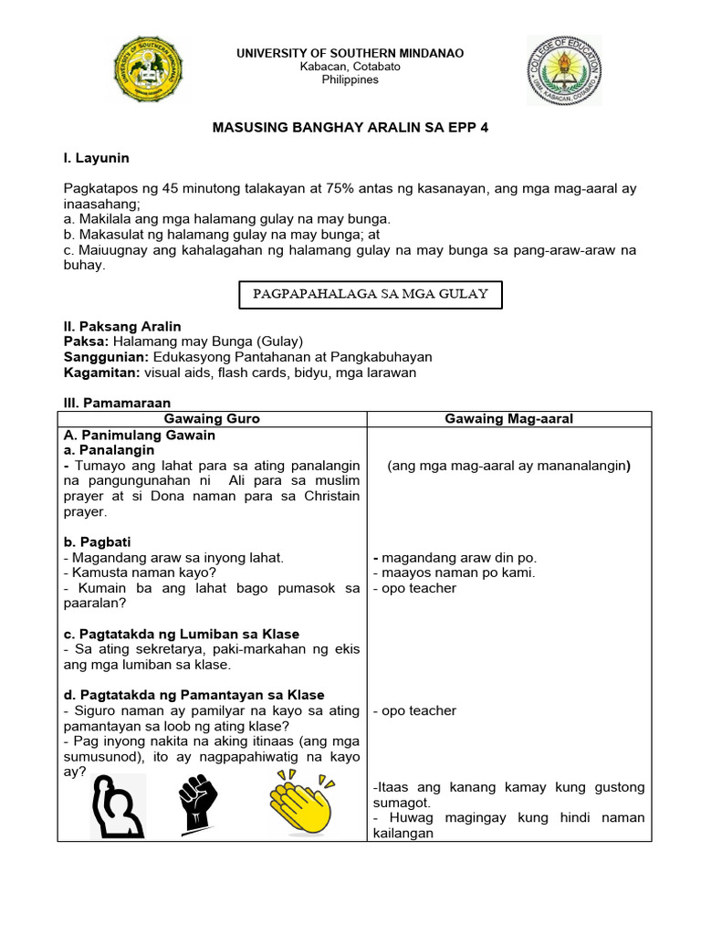 MASUSING BANGHAY ARALIN SA EPP 4 (Final) | PDF