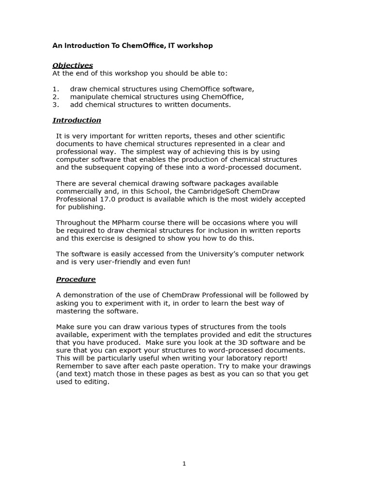 An Introduction to ChemDraw (1) | PDF | Cursor (User Interface) | Menu (Computing)