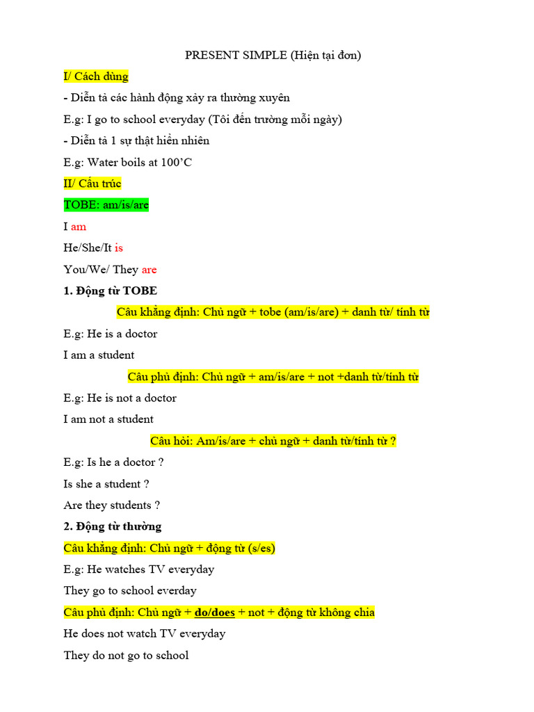 Present Simple + Continuous | PDF