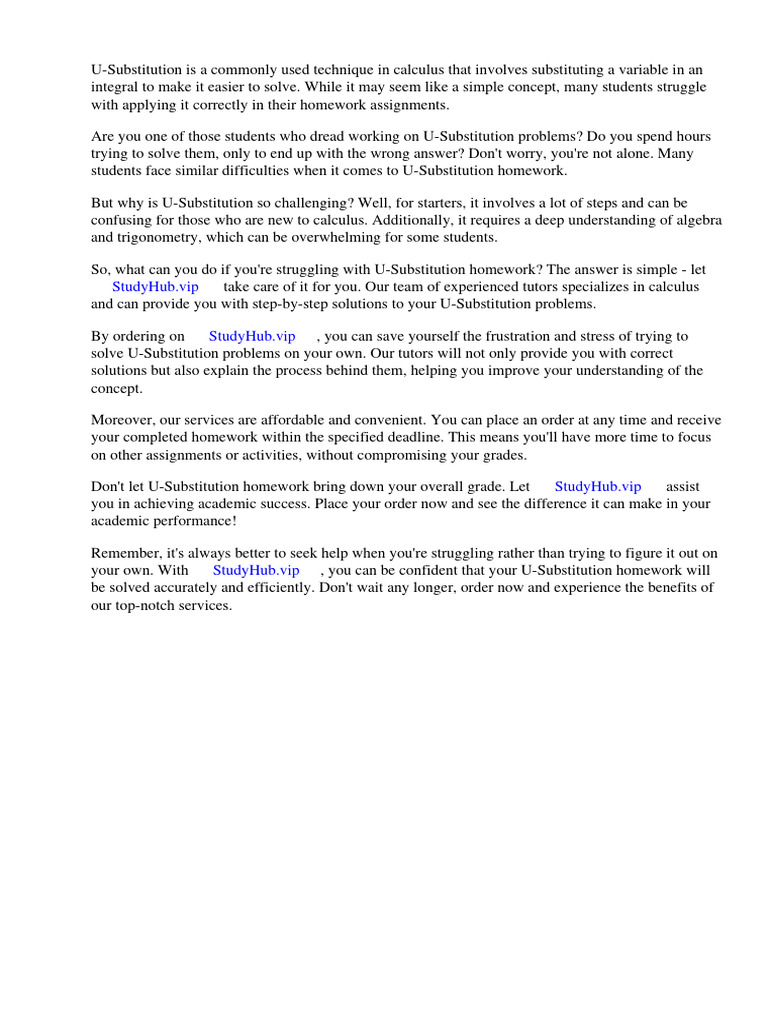 U Substitution Homework Solutions Pdf Integral Equations