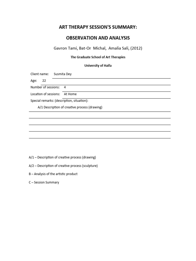 1 Art Therapy Session Summary | PDF | Color | The Arts