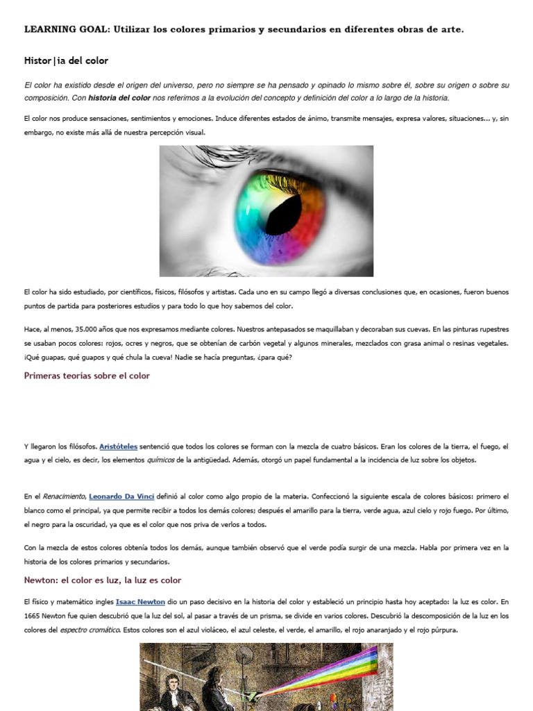 HISTORIA DEL COLOR #1 3°GRADO 2024 | PDF | Color | Ligero