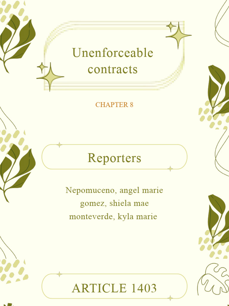 Unenforceable Contracts | PDF | Annulment | Ratification