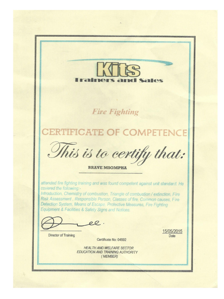 Safety Certificate | PDF